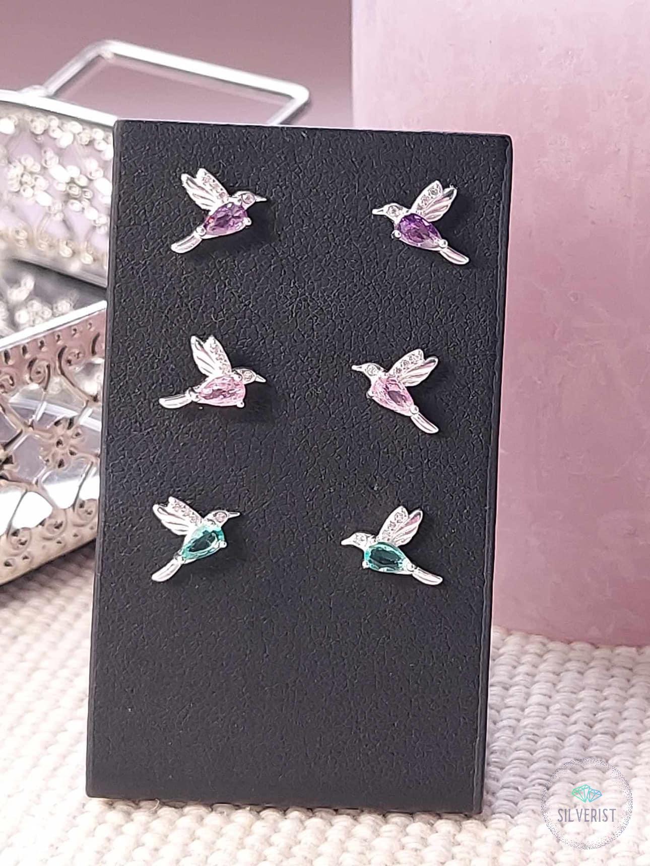 Hummingbird ear studs - SilveristUK