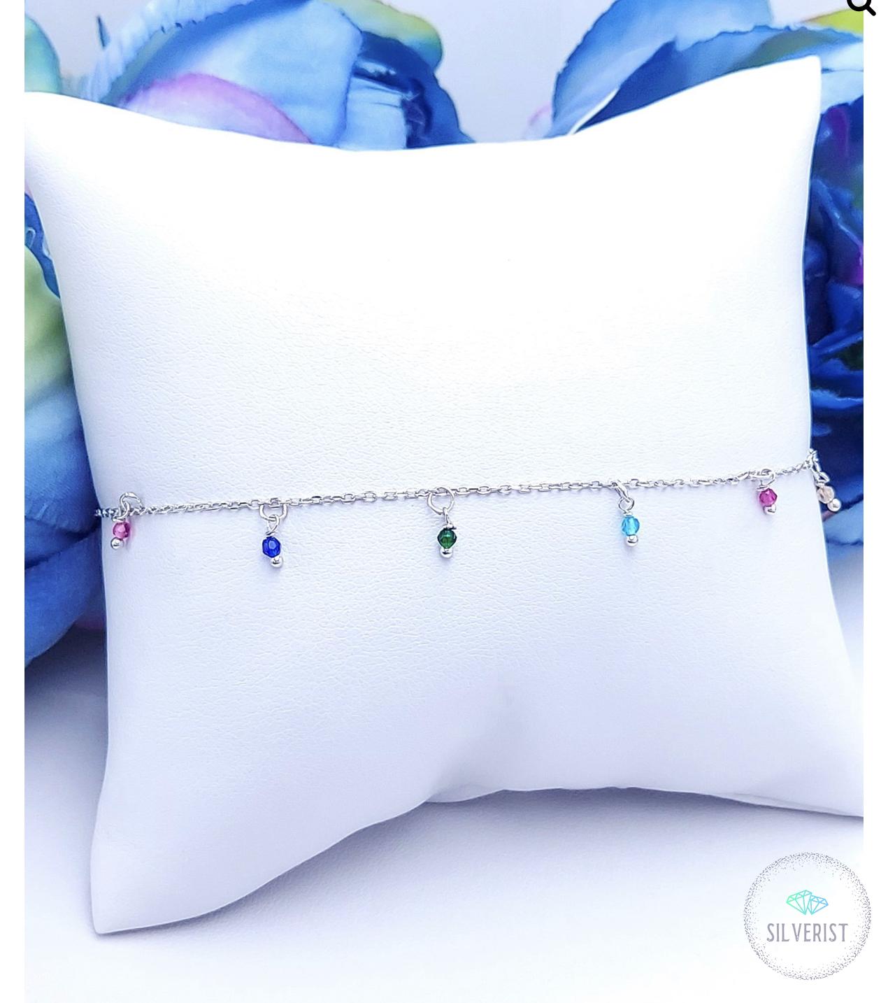 Anklet with colourful zirconia - SilveristUK